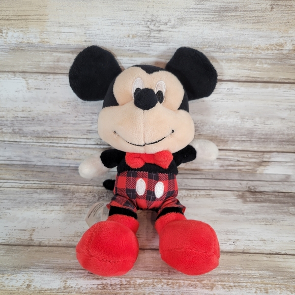 Disney | Toys | Disney Baby Mickey Mouse Rattle Red And Black Checked ...